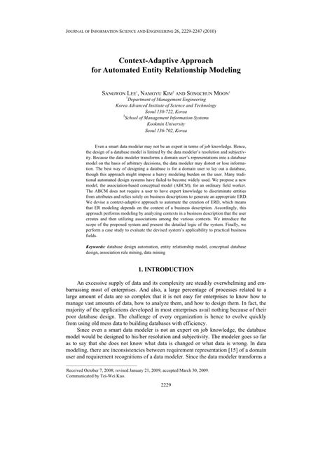Pdf Context Adaptive Approach For Automated Entity Relationship Modeling