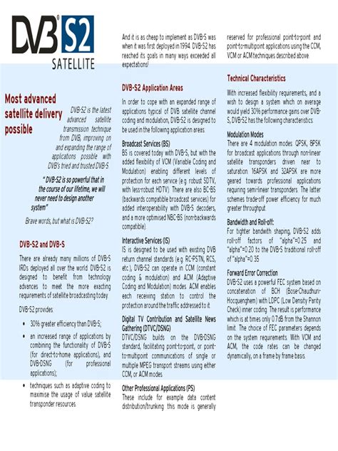Dvb S Satellite Transmission Technique White Paper Pdf Electronics
