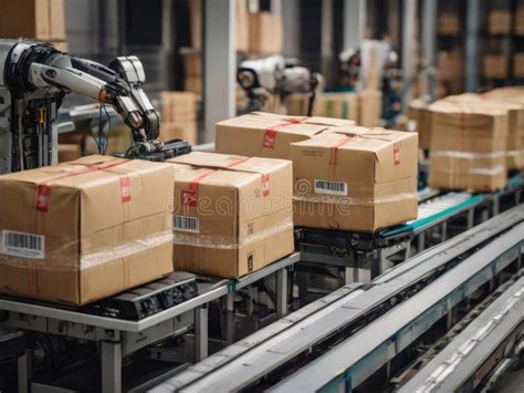 Robots Working On The Automated Conveyor Belt And Sorting Post Parcels And Letters Stock Image