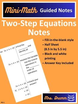 Solve Two Step Equations Guided Notes By Mini Math TPT