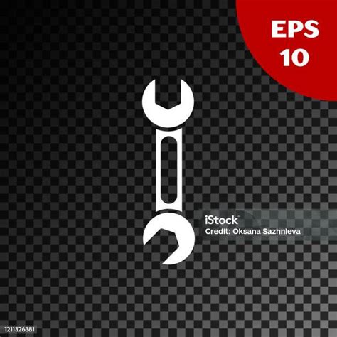 투명 한 어두운 배경에 격리 된 흰색 렌치 아이콘입니다 스패너 아이콘입니다 벡터 일러스트레이션 강철에 대한 스톡 벡터 아트 및 기타 이미지 Istock