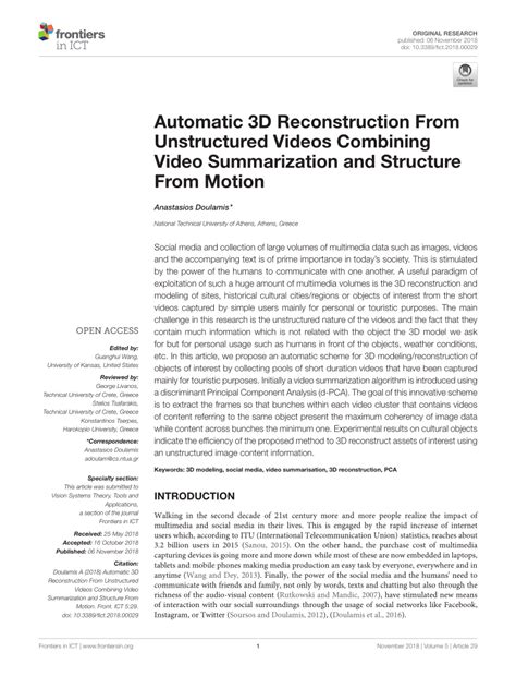 Pdf Automatic 3d Reconstruction From Unstructured Videos Combining