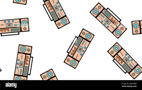 Seamless Pattern Endless With Music Audio Cassette Old Retro Tape