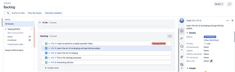 how to add issues in in progress status to an epic on a kanban board