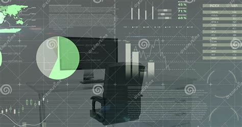 Image Of Statistical Data Processing Against Empty Office Stock Illustration Illustration Of