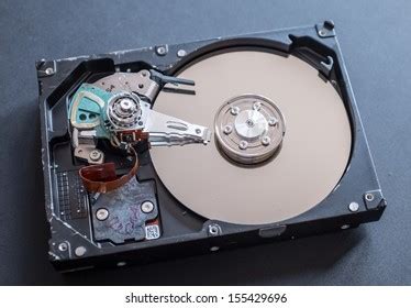 Picture Inside Computer Hard Disk Drive Stock Photo