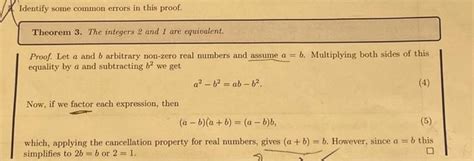 Solved Identify Some Common Errors In This Proof Theorem Chegg