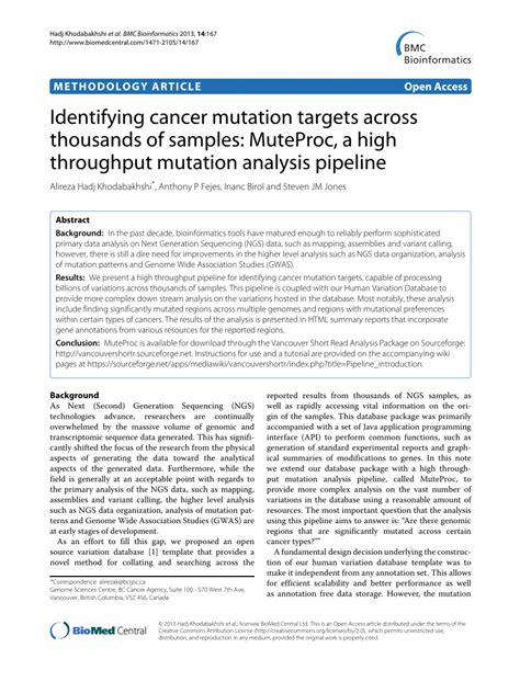 PDF Identifying Cancer Mutation Targets Across Thousands Of Samples MuteProc A High