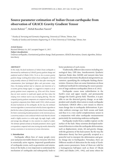 pdf source parameter estimation of indian ocean earthquake from