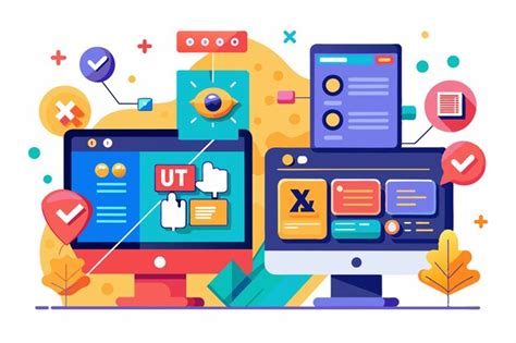 Two Computer Screens Showcase Distinct Ui Ux Design Elements With