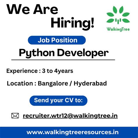 Walkingtree Resources Pvt Ltd On Linkedin Pythondeveloper Bangalore Hyderabad Python
