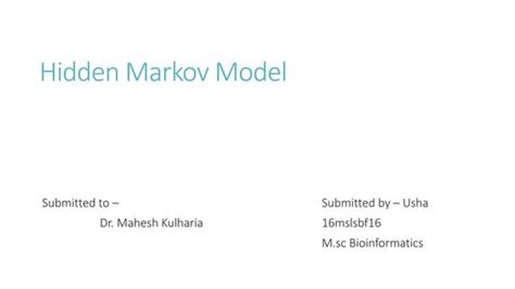 Hmm Hidden Markov Model Ppt