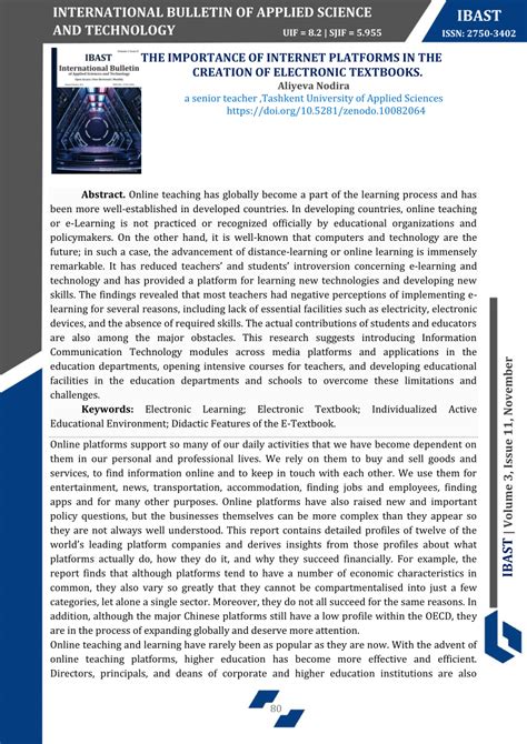 Pdf International Bulletin Of Applied Science And Technology Echnology Ibast The Importance Of