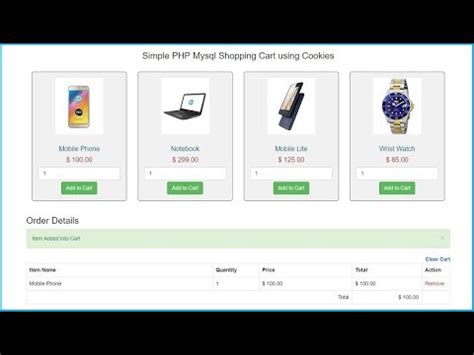 Simple PHP Shopping Cart using Cookies | Webslesson
