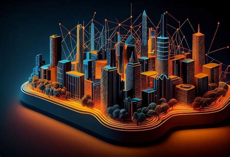 Premium Ai Image Smart City And Abstract Line And Dot Connect With Gradient Line Design Big