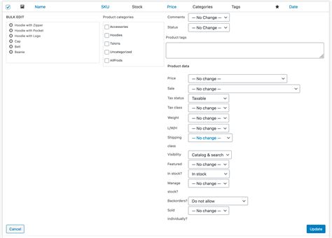 Bulk Editing Products Documentation Woocommerce