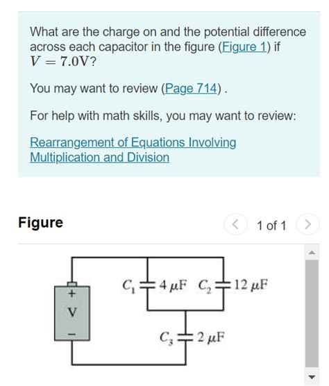 Solved What Are The Charge On And The Potential Difference Chegg Com