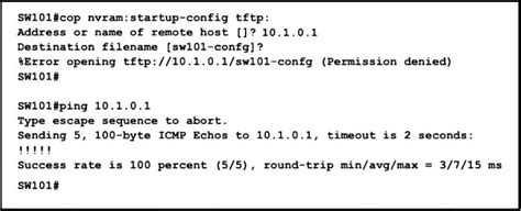 refer to the exhibit sw101 could not transfer its startup