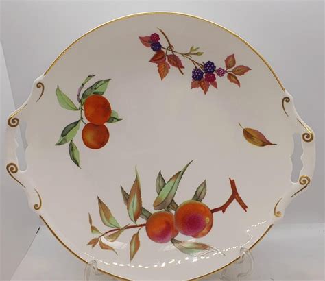 빈티지 영국산 로얄우스터 이브샴골드 투핸들 케익플레이트 헬로마켓