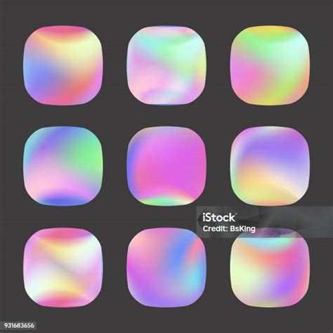 홀로그램 벡터 배경입니다 무지개 빛깔의 포 일입니다 결함이 홀로그램 파스텔 네온 무지개입니다 0명에 대한 스톡 벡터 아트 및