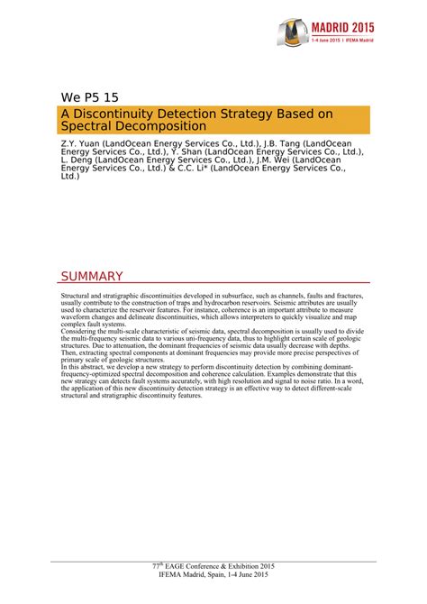 Pdf A Discontinuity Detection Strategy Based On Spectral Decomposition
