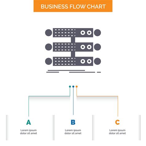 Server Structure Rack Database Data Business Flow Chart Design With Steps Glyph Icon For