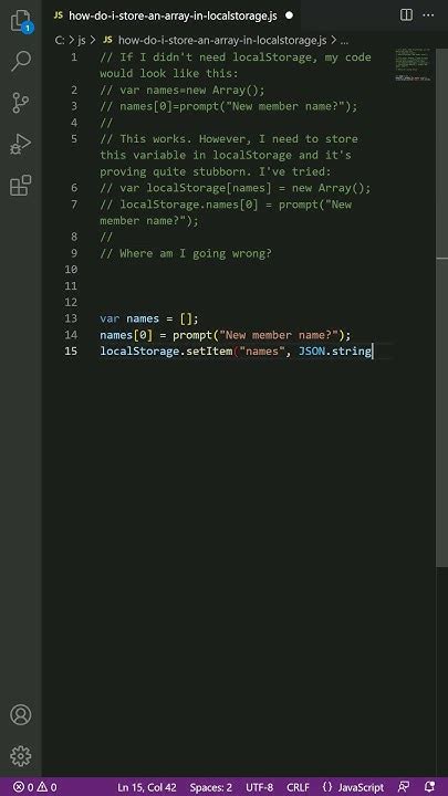 Javascript How Do I Store An Array In Localstorage Youtube