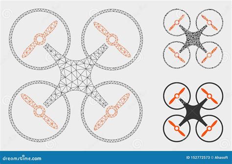 Nanocopter Vector Mesh Network Model And Triangle Mosaic Icon Stock Vector Illustration Of