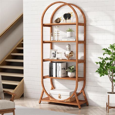 Tribesigns 5 Tier Open Bookshelf 708 Tall Arched Bookcase Modern