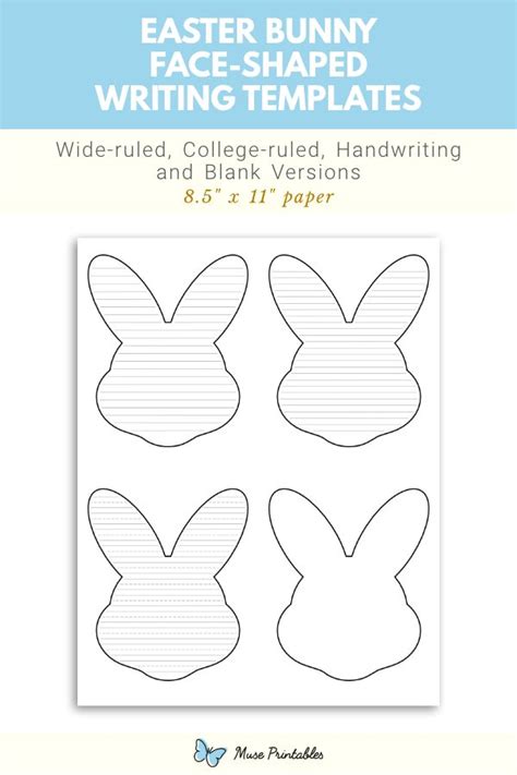 Printable Easter Bunny Face Shaped Writing Templates Verjaardag
