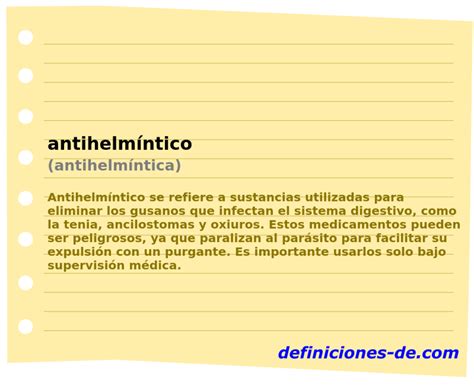 Significado De Antihelmíntico Antihelmíntica