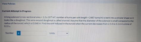 Solved A Long Solenoid Cross Sectional Area 1 3×10−6 M2