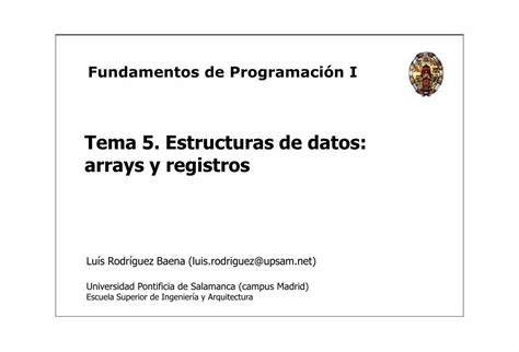 Pdf Tema 5 Estructuras De Datos Arrays Y Registros€¦ · Arrays