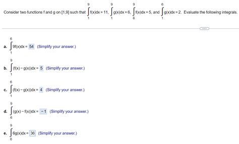 solved consider two functions f and g on [1 9] such that