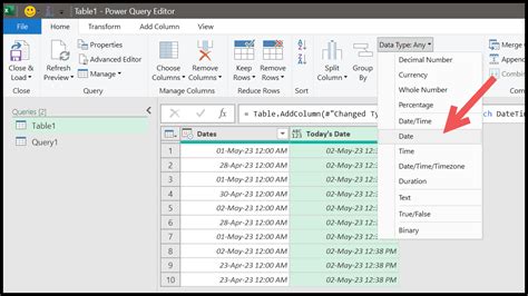 Get Today S Date In Power Query Formulas And Functions