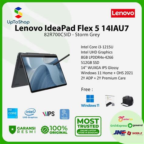Promo Lenovo Ideapad Flex 5 14iau7 C5id Core I3 1215u 8gb 512gb 14 W11 Ohs Diskon 36 Di Seller