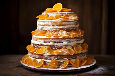 Premium Photo Naked Cake With Orange Slices On Top