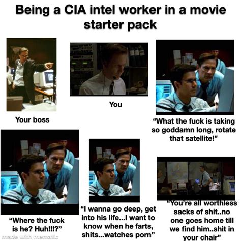 Being A Cia Intel Worker In A Movie Starter Pack R Starterpacks