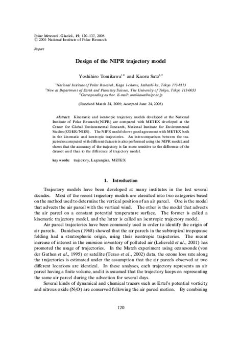 Pdf Design Of The Nipr Trajectory Model