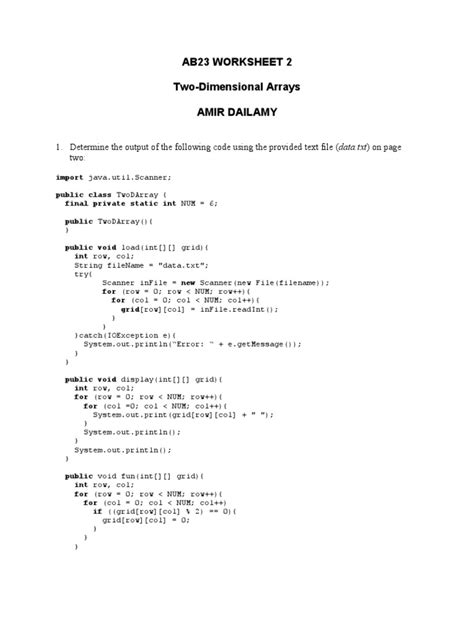 2 D Array Ws Apcs Pdf Filename Matrix Mathematics