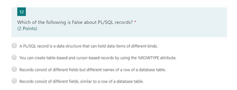Solved Which Of The Following Is False About PL SQL Chegg