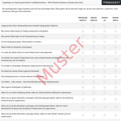 Eri Effort Reward Imbalance Fragebogen Zur Messung Beruflicher