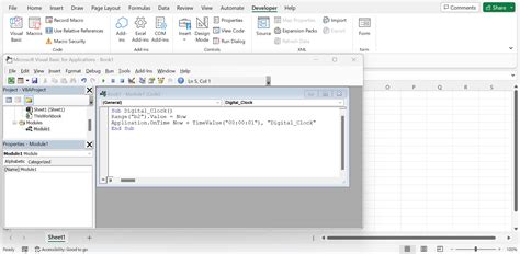 Automatic Digital Clock In Excel Using Vba