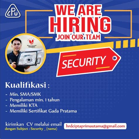 Pt Cipta Prima Utama On Linkedin Talentready Security Infoloker Talentready Opportunity