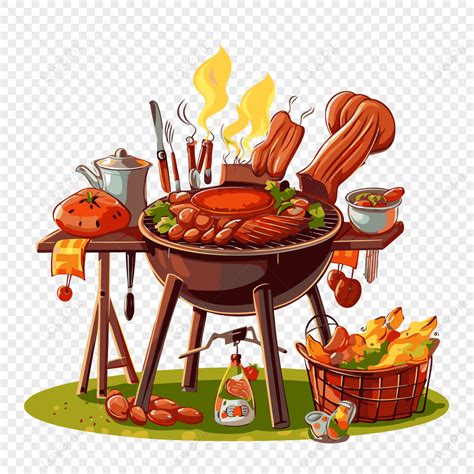 뒤뜰 바베큐 클립 아트 바베큐 소시지 야채 벡터 일러스트 만화 Png 일러스트 무료 다운로드 Lovepik