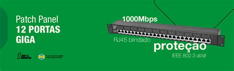 Patch Panel Poe 12 Portas Gigabit Ethernet Volt Tecnologia