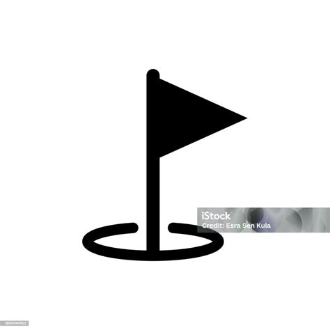 골프 깃대 유니버셜 단순 솔리드 아이콘입니다 이 아이콘 디자인은 인포그래픽 웹 페이지 모바일 앱 Ui Ux 및 Gui 디자인에 적합합니다 퍼팅에 대한 스톡 벡터 아트 및