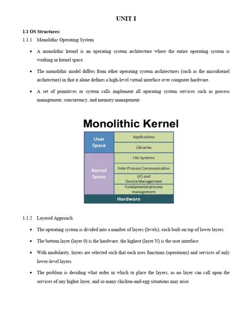 Unit I 11 Os Structures Pdf Scheduling Computing Thread Computing