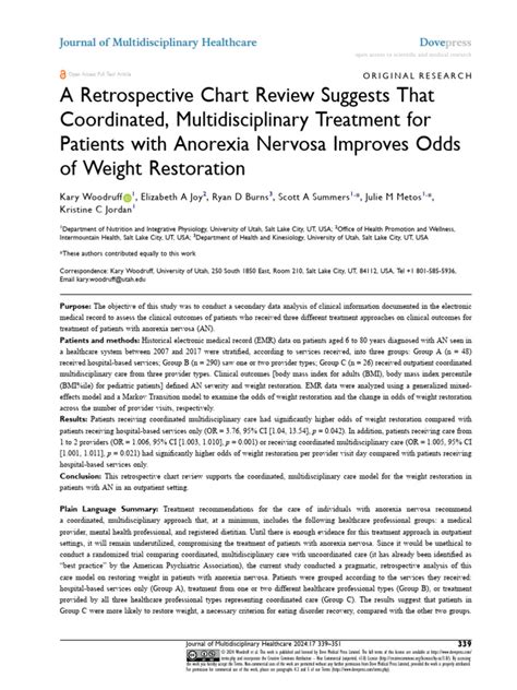 Jmdh 437376 A Retrospective Chart Review Suggests That Coordinated Mult Pdf Psychotherapy