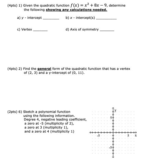 solved 4pts 1 given the quadratic function f x x2 8x
